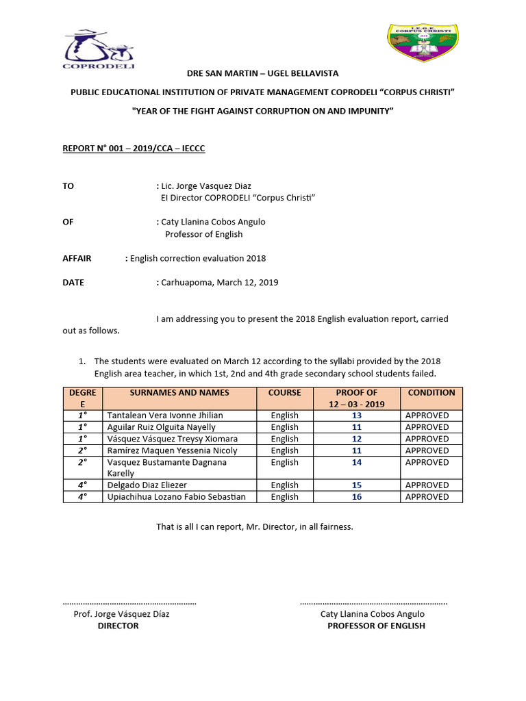 English Correction Report Model | PDF