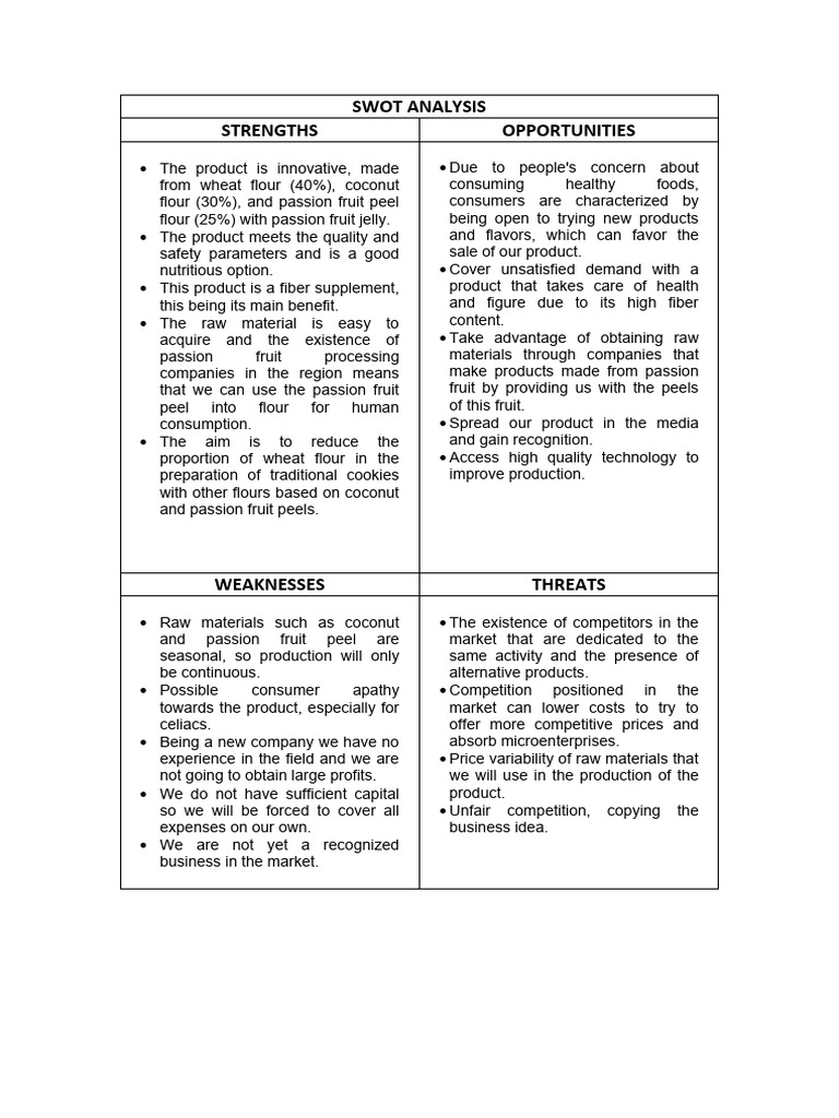 SWOT ANALYSIS, Cookies | PDF | Advertising | Prices