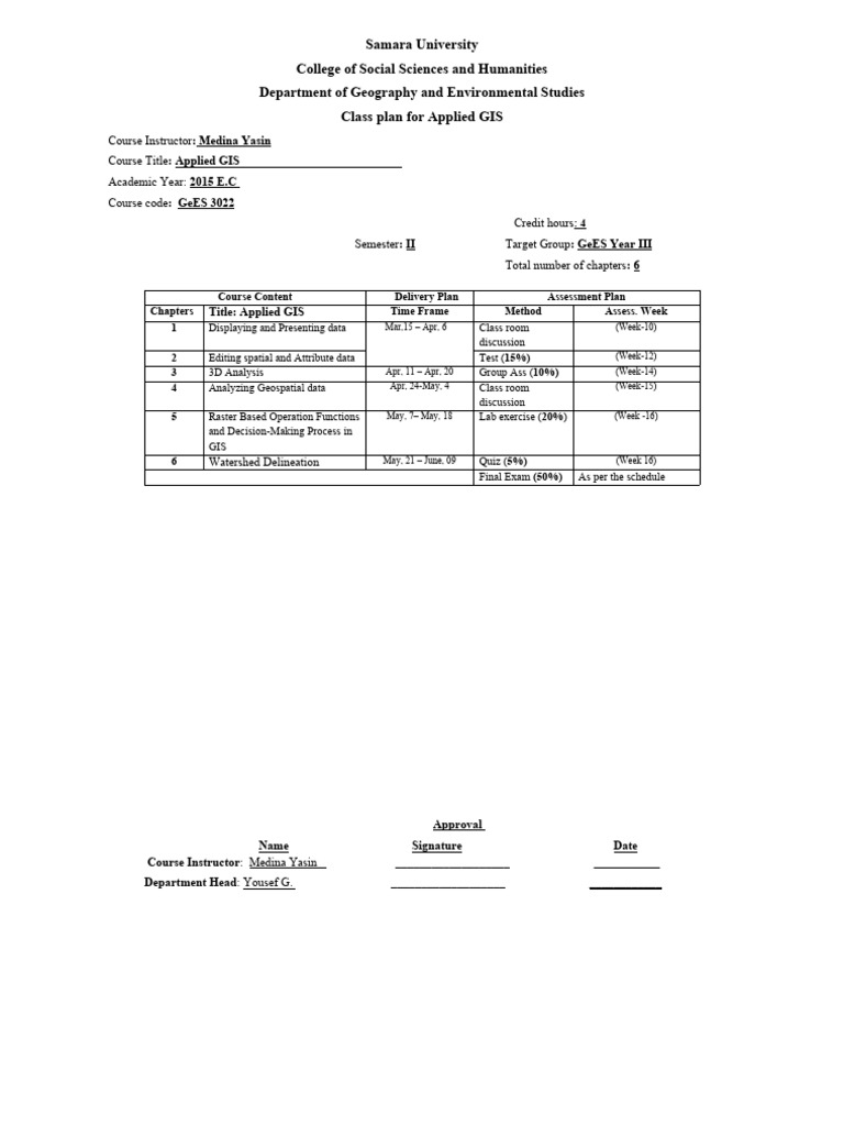 Applied GIS $#$# Class Plan | PDF