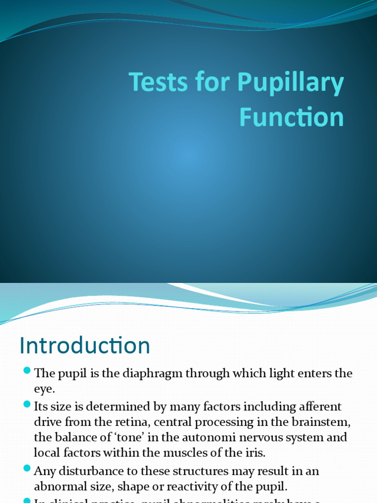 Tests For Pupillary Function | PDF | Visual System | Eye