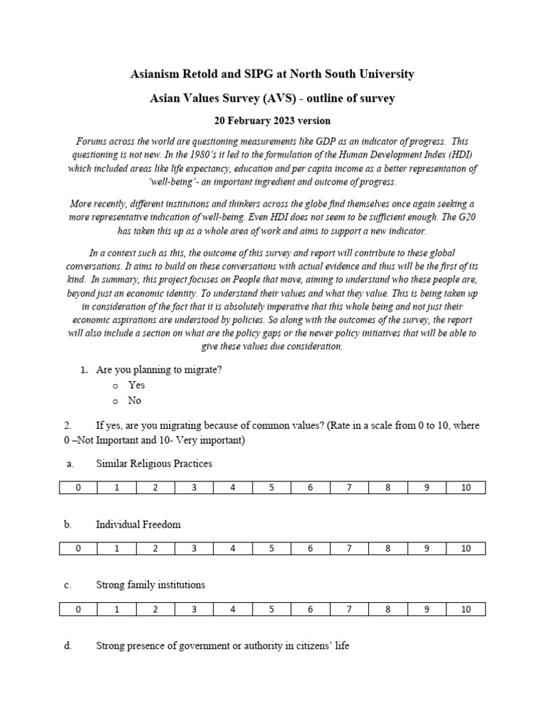 Asian Values Survey Insights at NSU | PDF | Asia | Quality Of Life