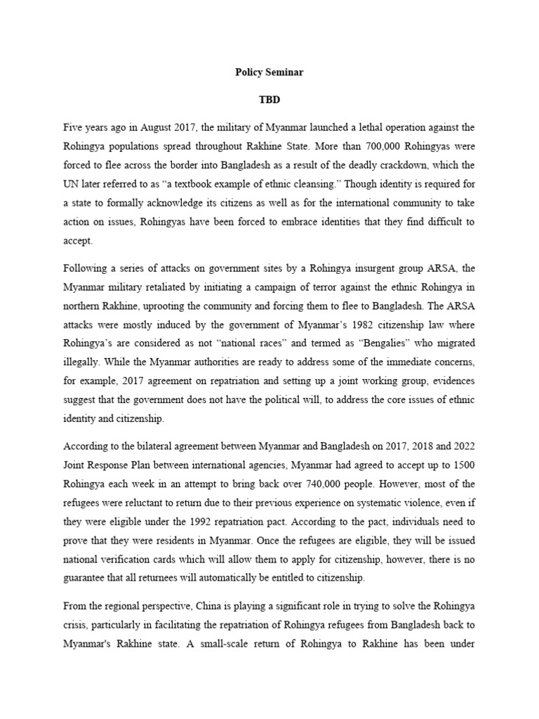 Concept Note V3 | PDF | Rohingya People | Myanmar