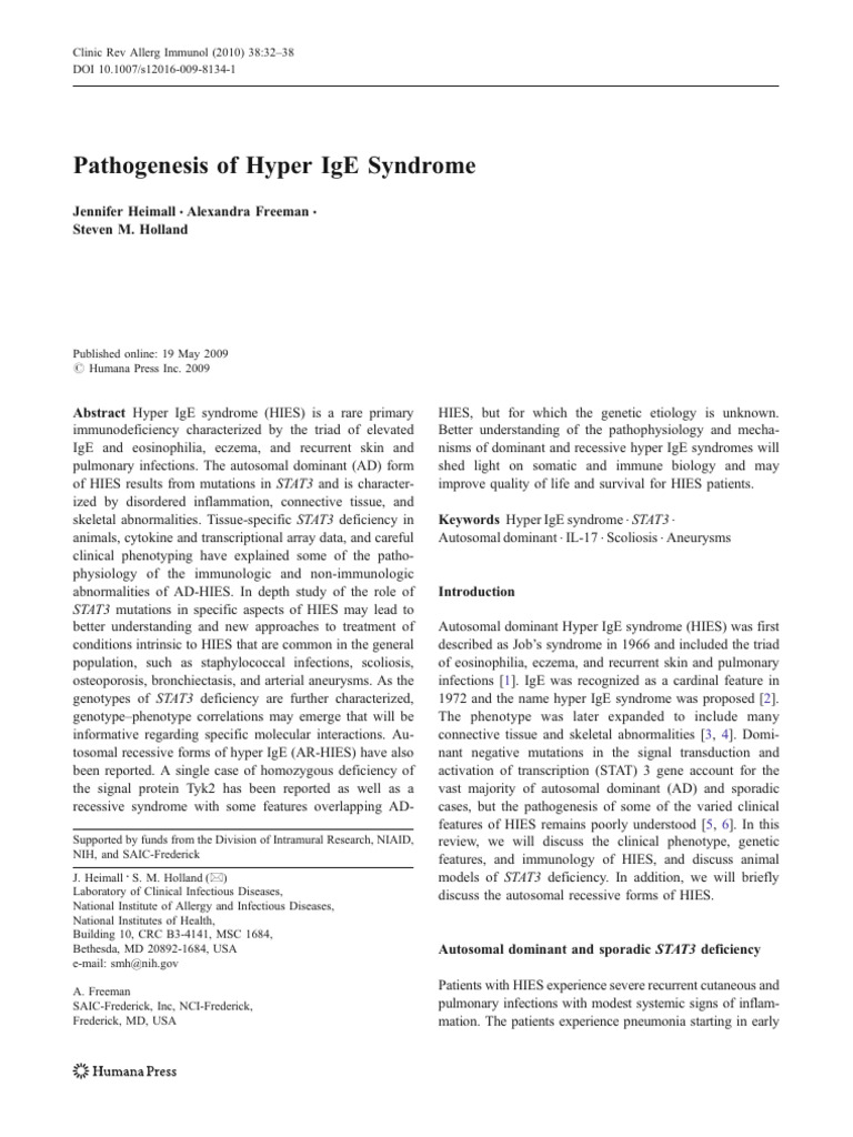 Pathogenesis of Hyper IgE Syndrome | PDF | Macrophage | Interferon Gamma