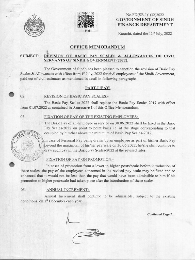 Govt Of Sindh Pay Scales PDF