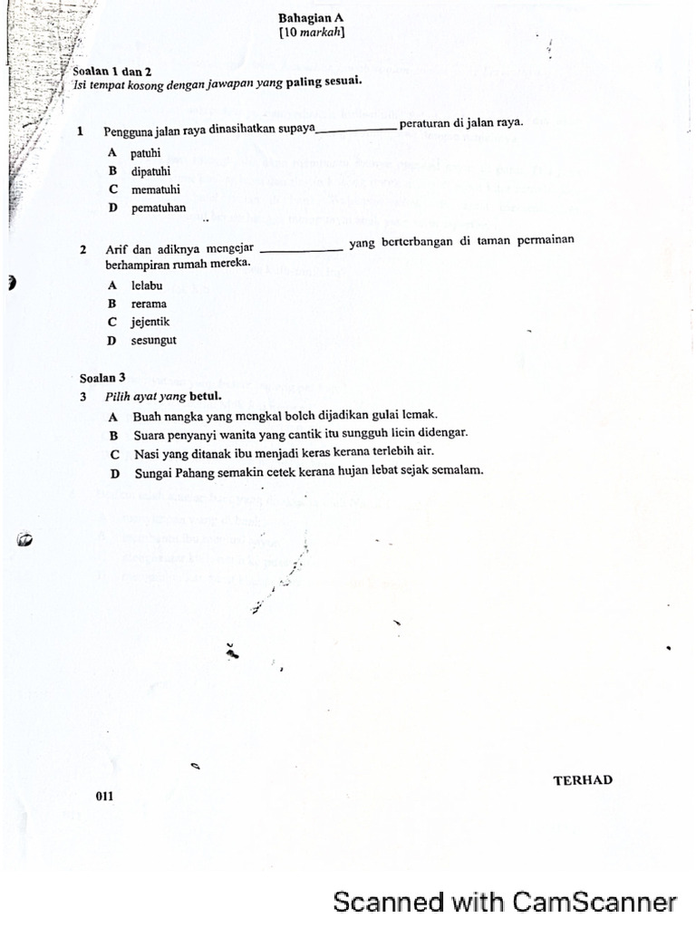 Soalan Pecutan UASA BM 1 - 31.12.2023 | PDF