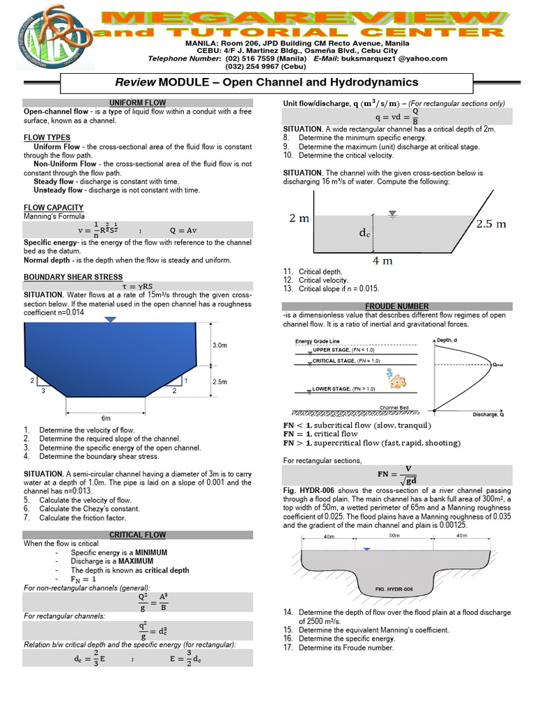 Review Module 19-Hydraulics 5-Part 1 May 2022 | PDF | Mechanics ...