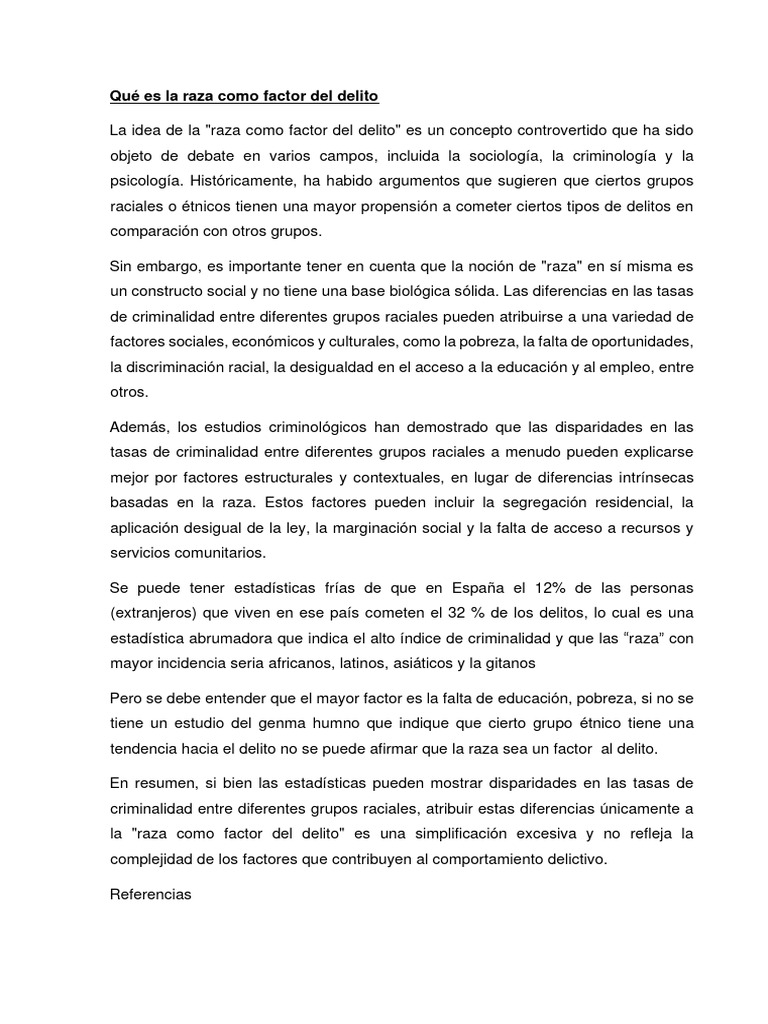 Qué Es La Raza Como Factor Del Delito | PDF | Raza (categorización ...