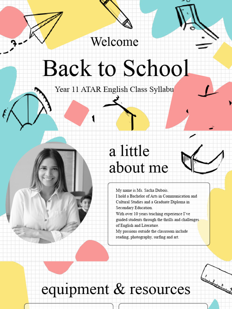 Back To School English Syllabus Presentation in Colourful Pastel Doodle ...