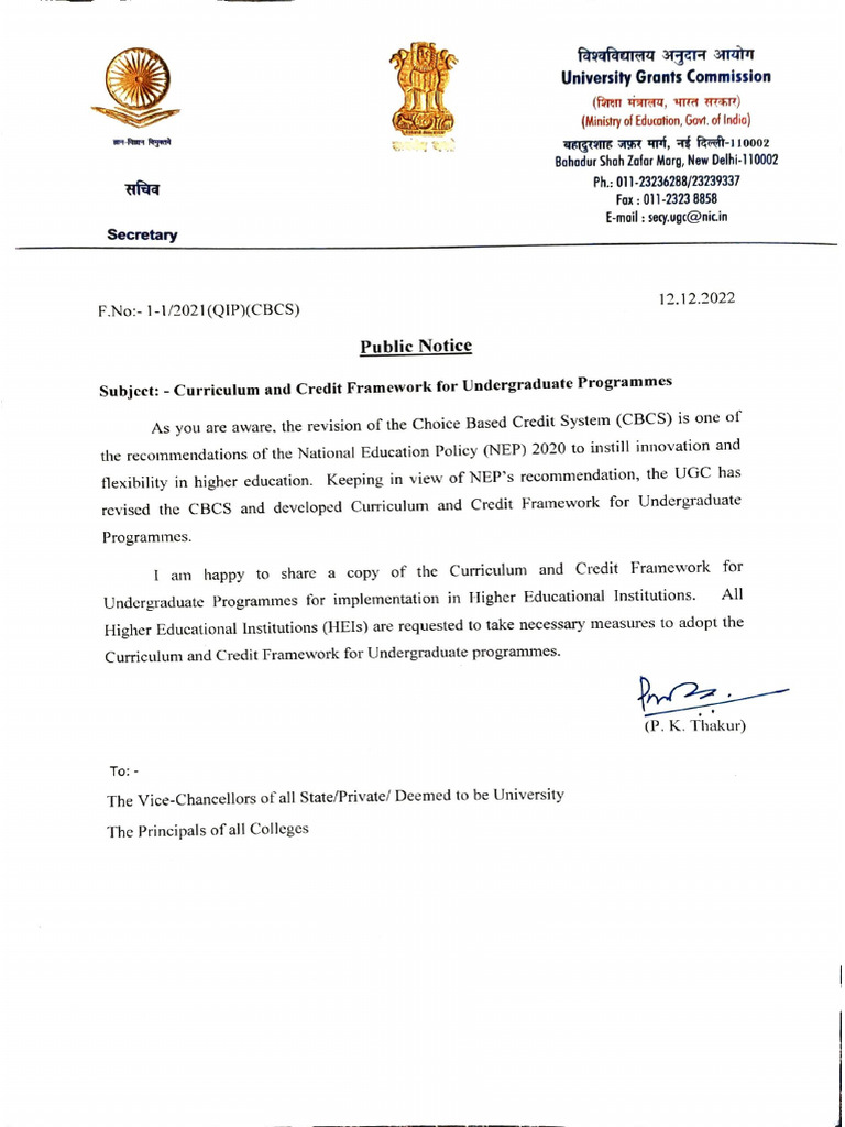 1 CBCS For UG Notice | PDF