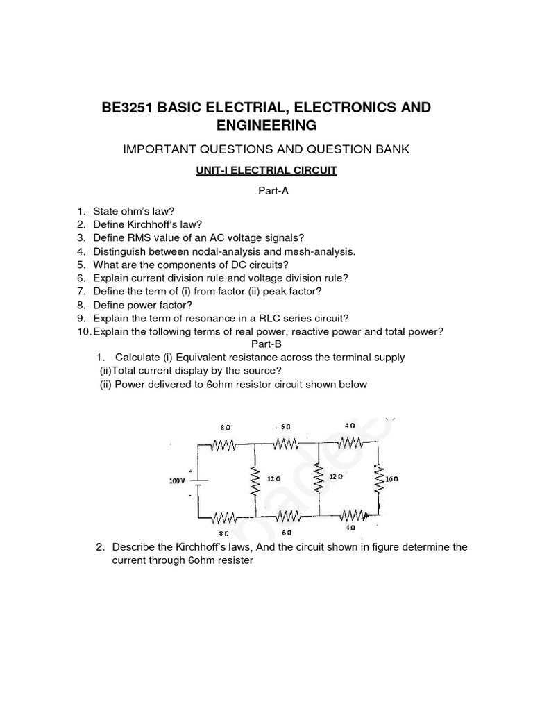 Question Bank | PDF | Electric Motor | Electrical Network