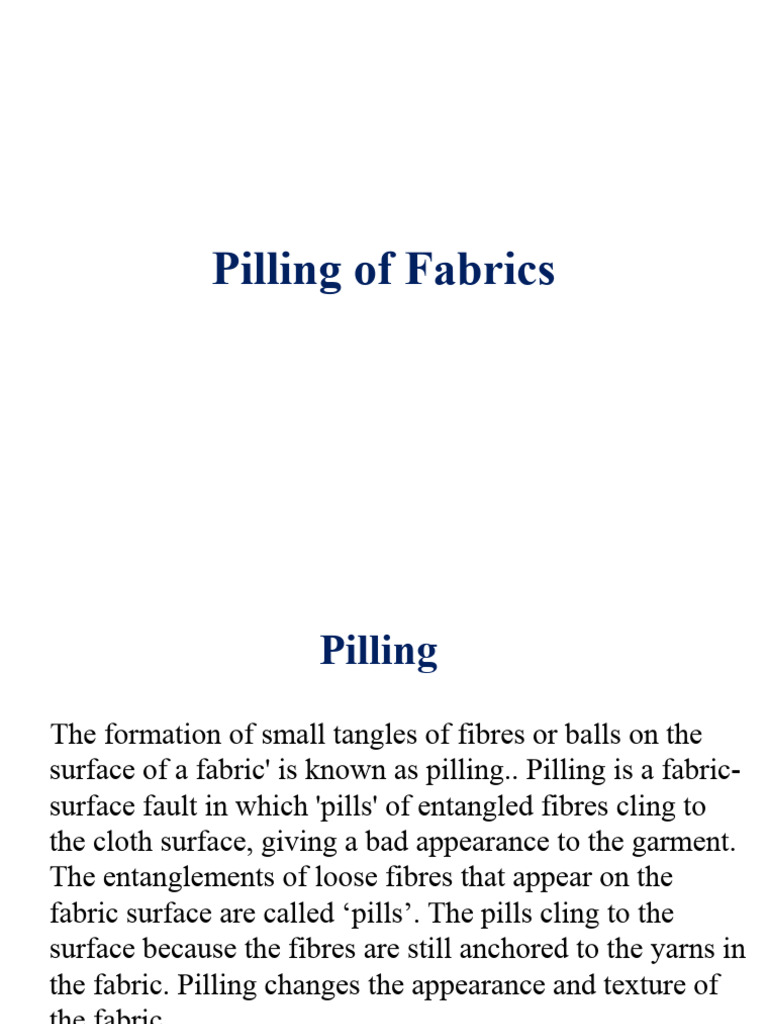 Fabric Pilling Pdf Textiles Yarn