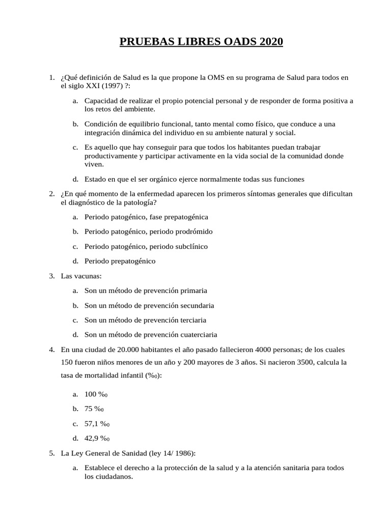 Examen OADS | PDF | Hospital | Historial médico