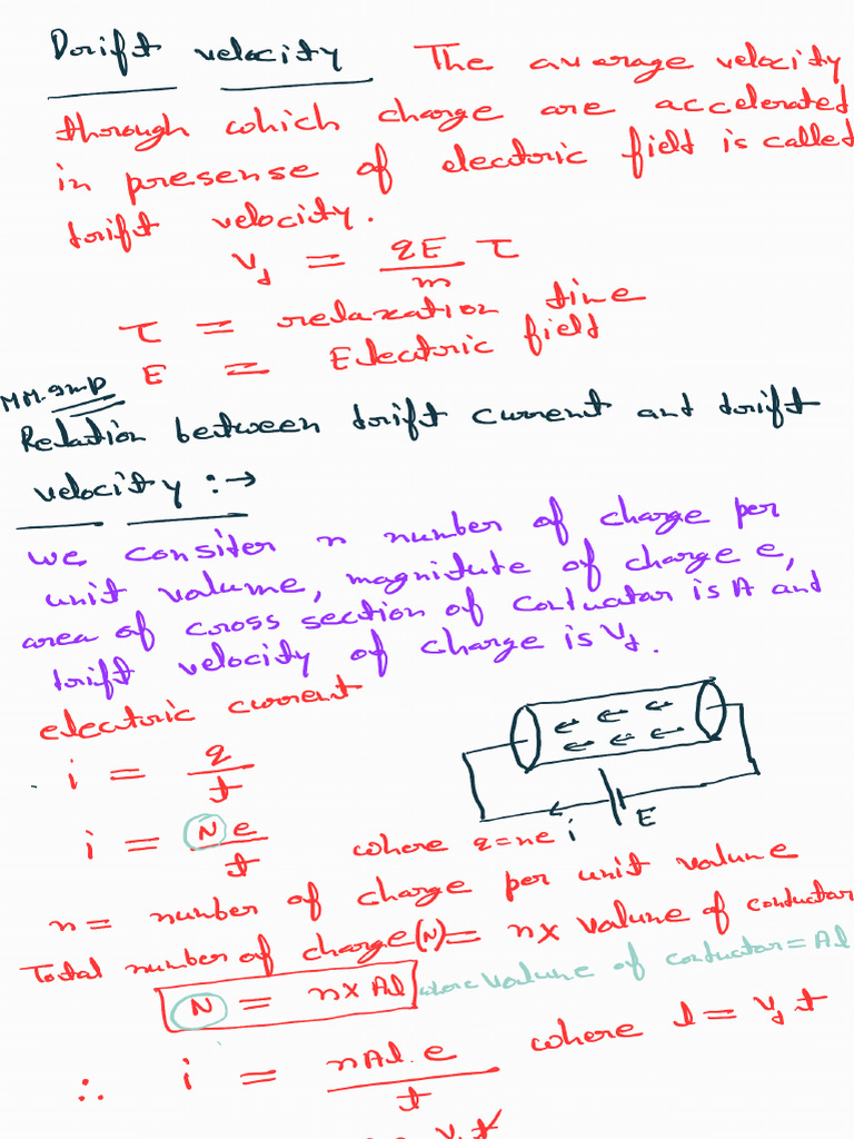 Drift Current & Drift Velocity | PDF
