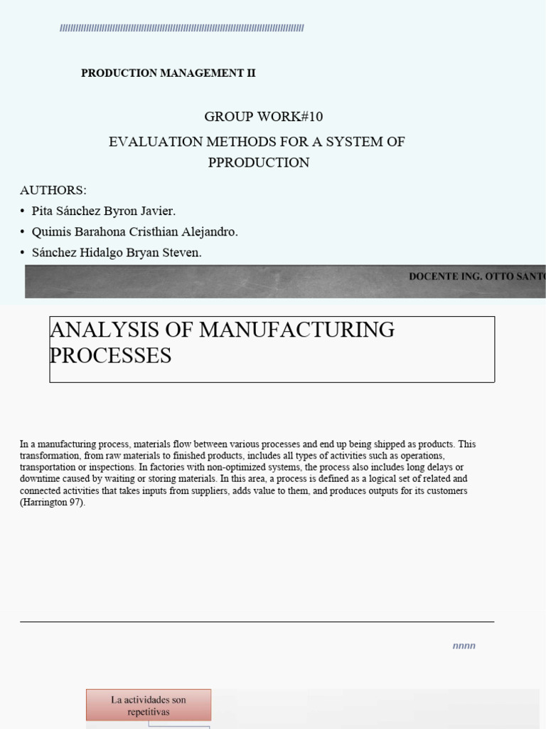 Analysis Method To Evaluate A Production System | PDF | Reliability Engineering | Analysis