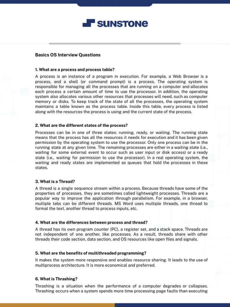 Operating System Interview Question 1692948732390 Pdf Process Computing Scheduling 