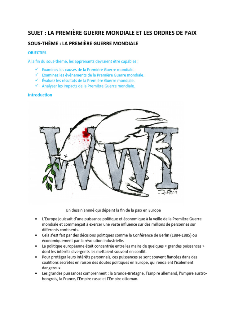 Les Notes de La Première Guerre Mondiale | PDF | Guerre de tranchées ...