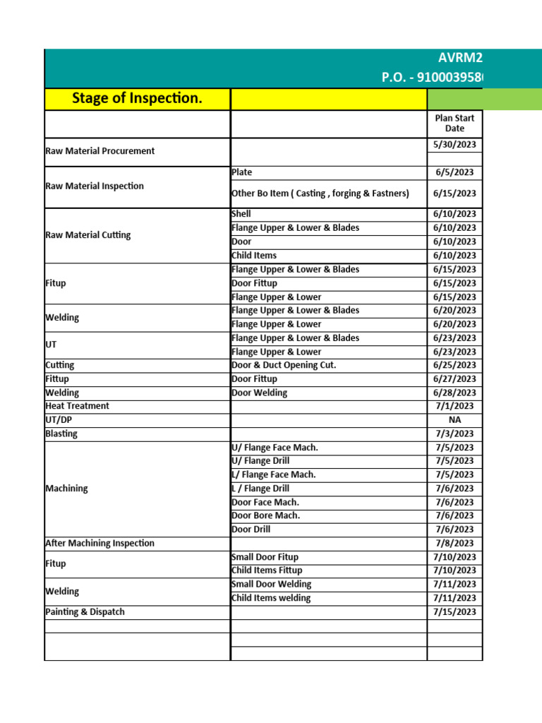 DH 22076 Manufacturing Schedule of AVRM-27 Mill Components | PDF ...