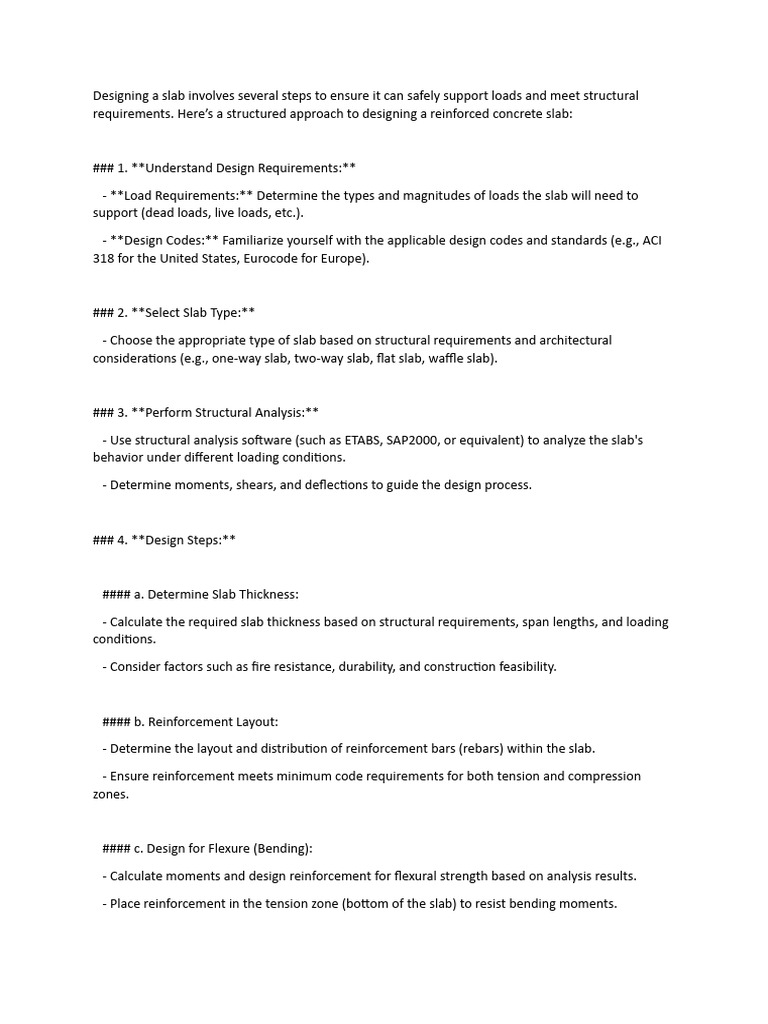 Designing A Slab Involves Several Steps To Ensure It Can Safely Support ...