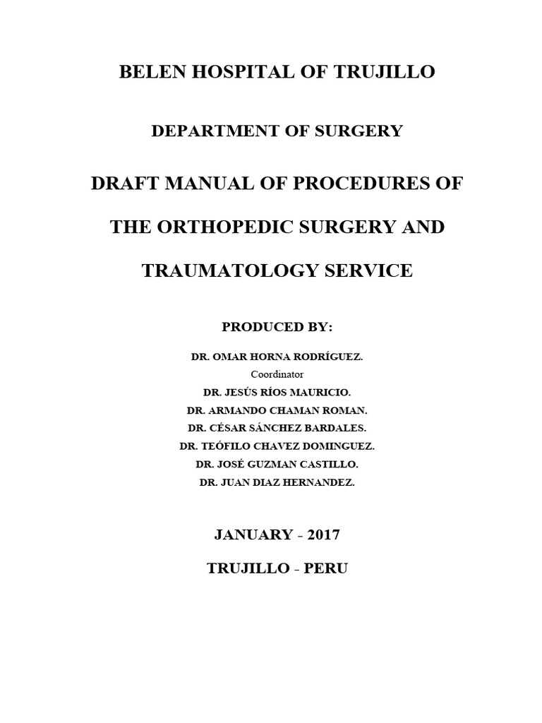 Manual of Procedures of The Orthopedics and Traumatology Service | PDF ...