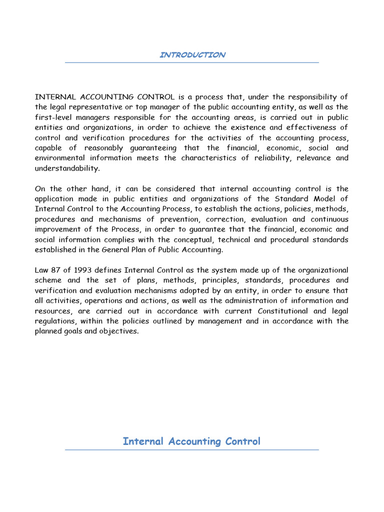 Internal Accounting Control | PDF | Internal Control | Accounting