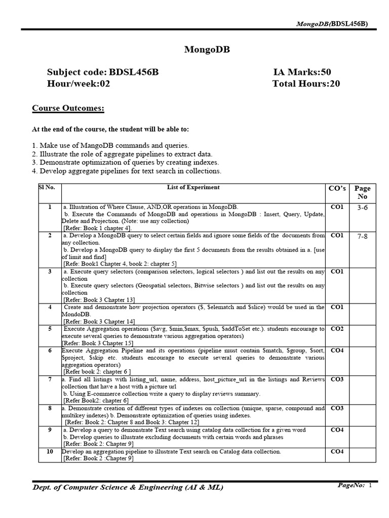 Mongo DB Final Lab Manual | PDF | Mongo Db | Information Retrieval