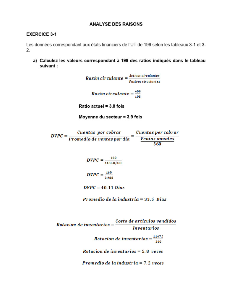 Exercice D'analyse Financière | PDF | Capitaux propres | Ratio financier