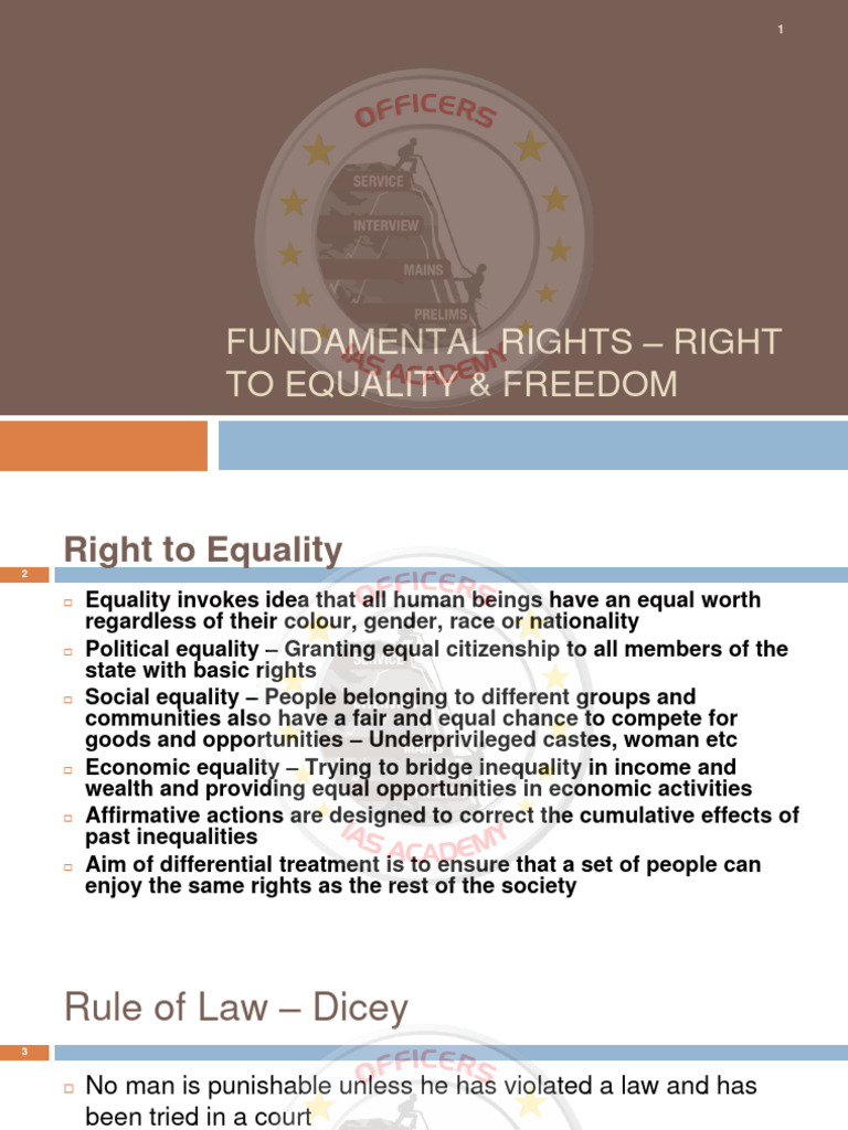 Class 16 - Fundamental Rights - Right To Equality and Liberty | PDF ...