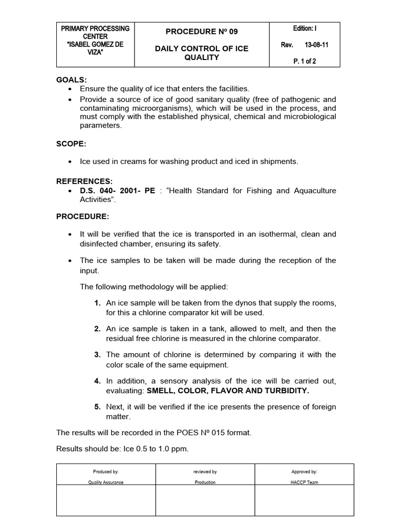 Procedure #09 Ice Quality Control | PDF