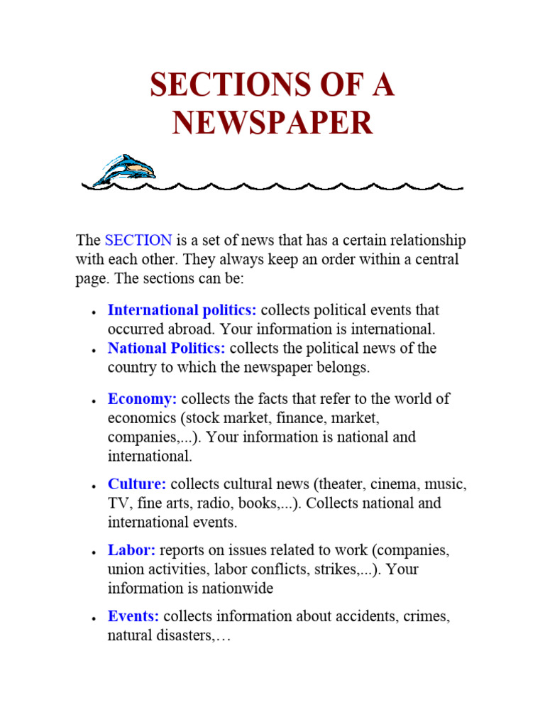 Sections of A Newspaper | PDF | Newspapers | News