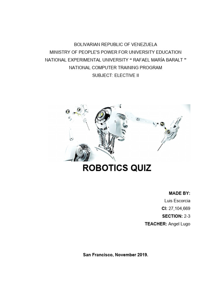 Activity #2 Robotics Quiz | PDF | Robot | Robotics
