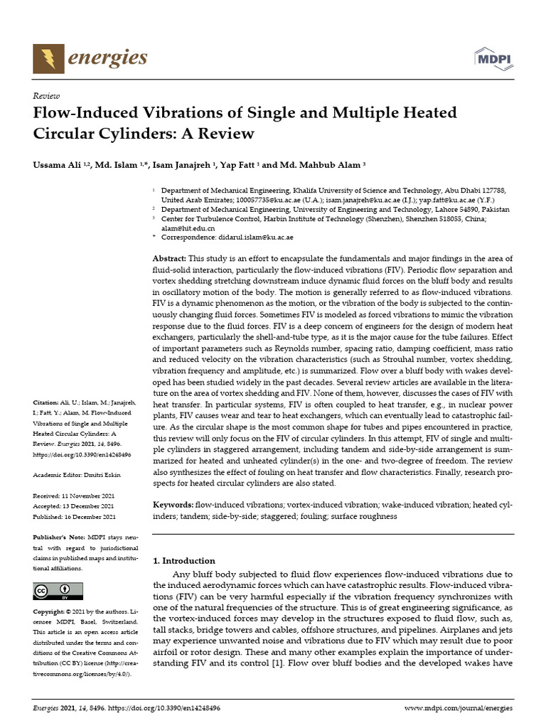 Flow-Induced Vibrations of Single and Multiple Hea | PDF | Vortices | Heat Exchanger