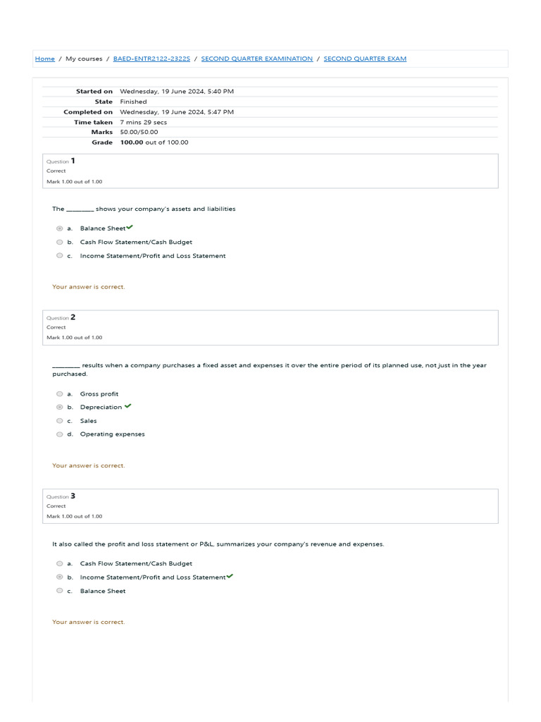 Second Quarter Exam Results Summary | PDF | Expense | Income Statement