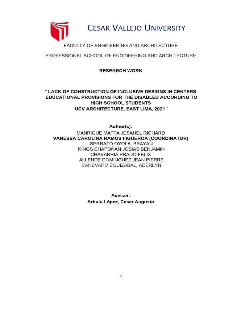 Lack of Construction of Inclusive Designs in Educational Centers For The Disabled According To ...