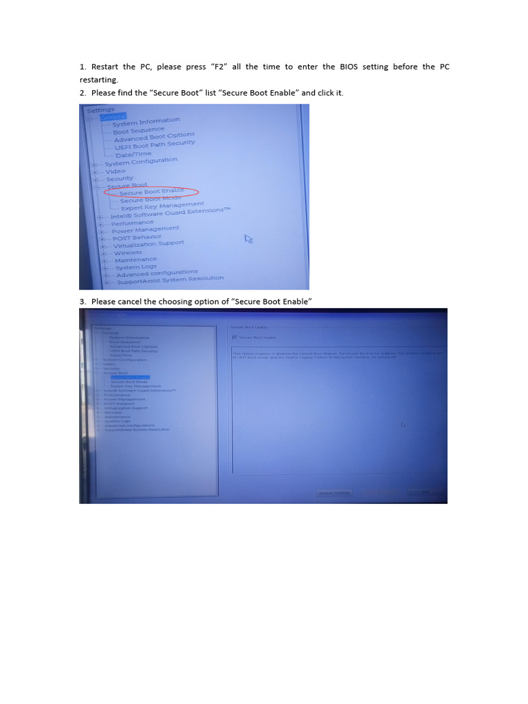 Disable Secure Boot Guide | PDF | Business | Computers