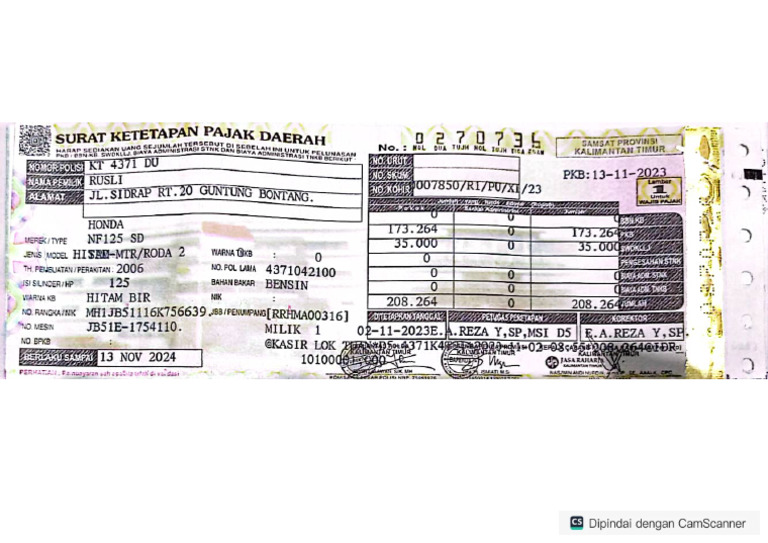 Bukti PKB Motor | PDF