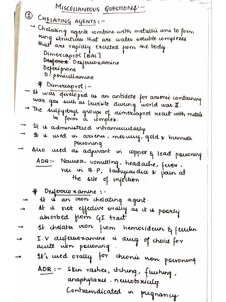 Pharmacology Miscellaneous Questions | PDF