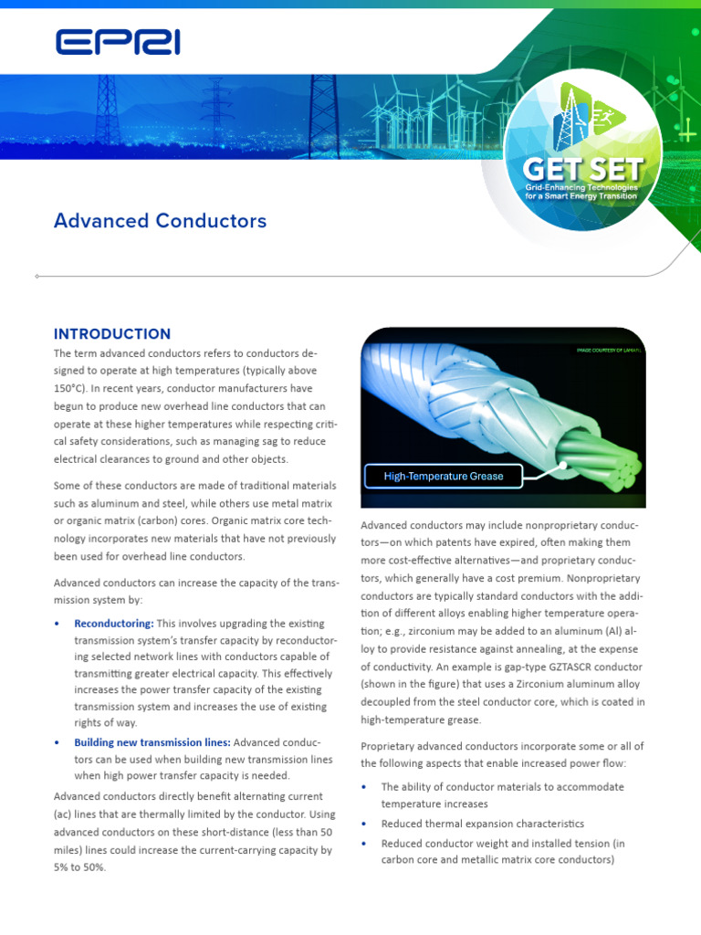 EPRI Fact Sheet - Advanced Conductors - June-2024 | PDF | Electrical ...