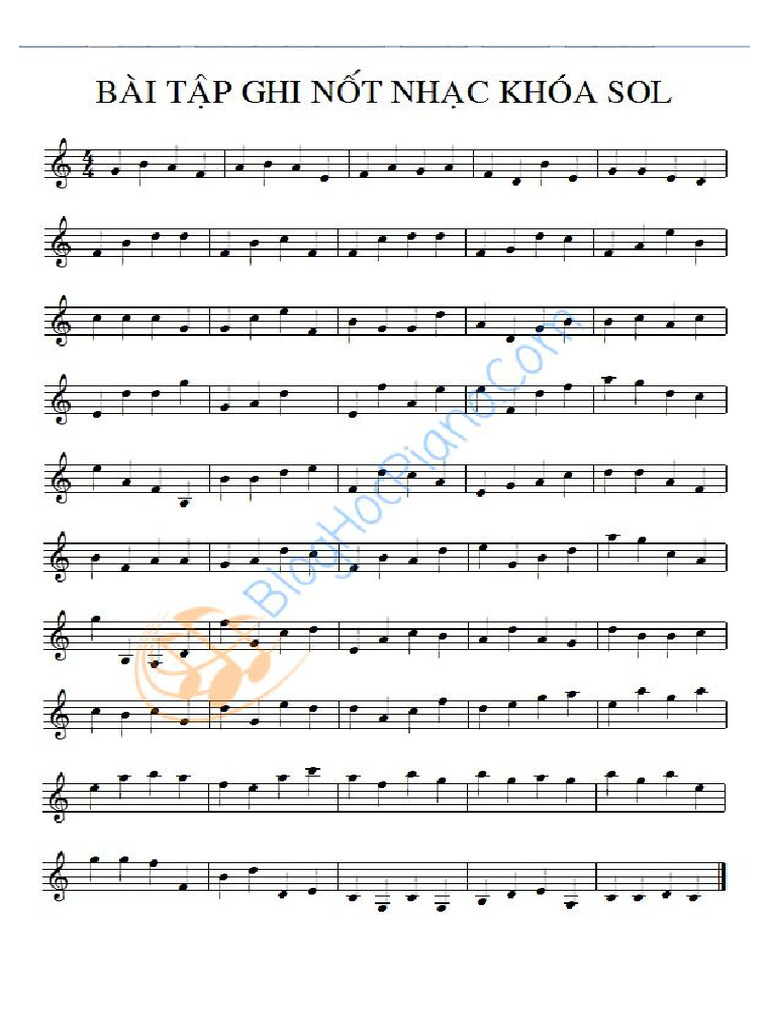 Bai Tap Ghi Ten Not Nhac Khoa Sol | PDF