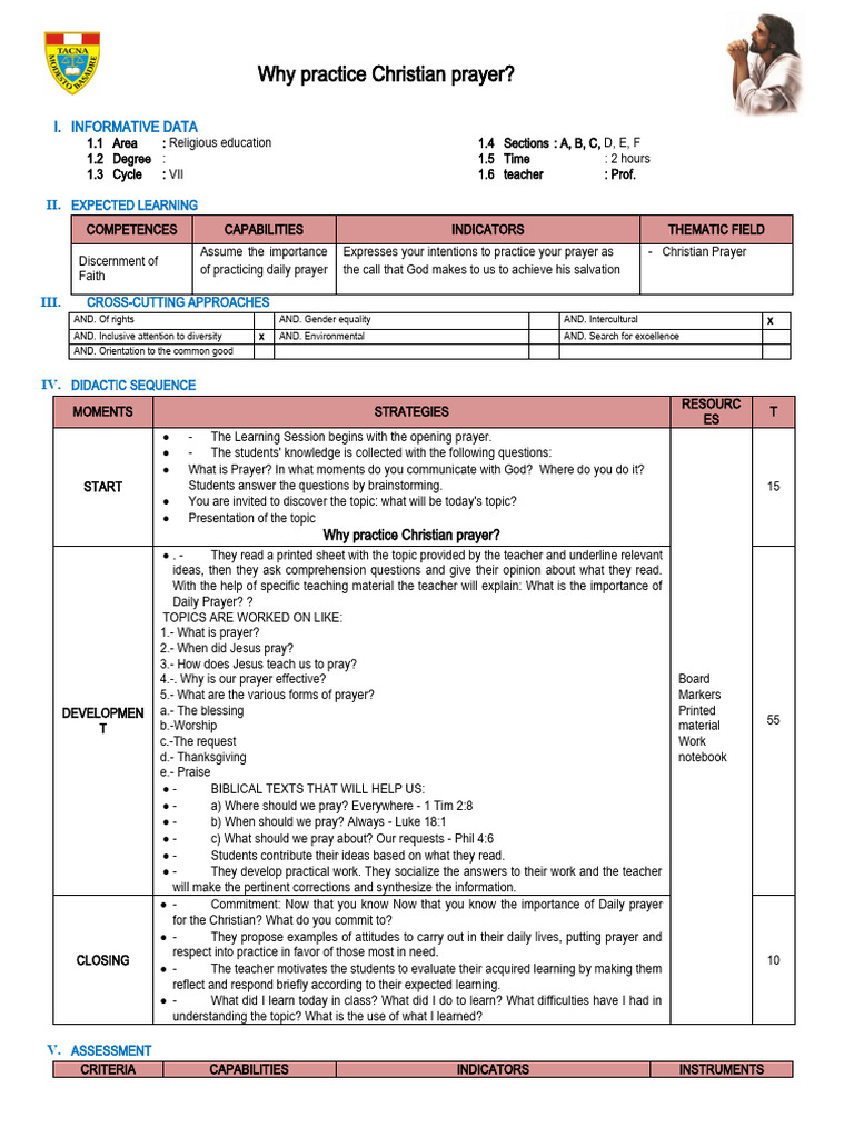 LEARNING SESSION Christian Prayer Jec | PDF | Prayer | Christian Prayer