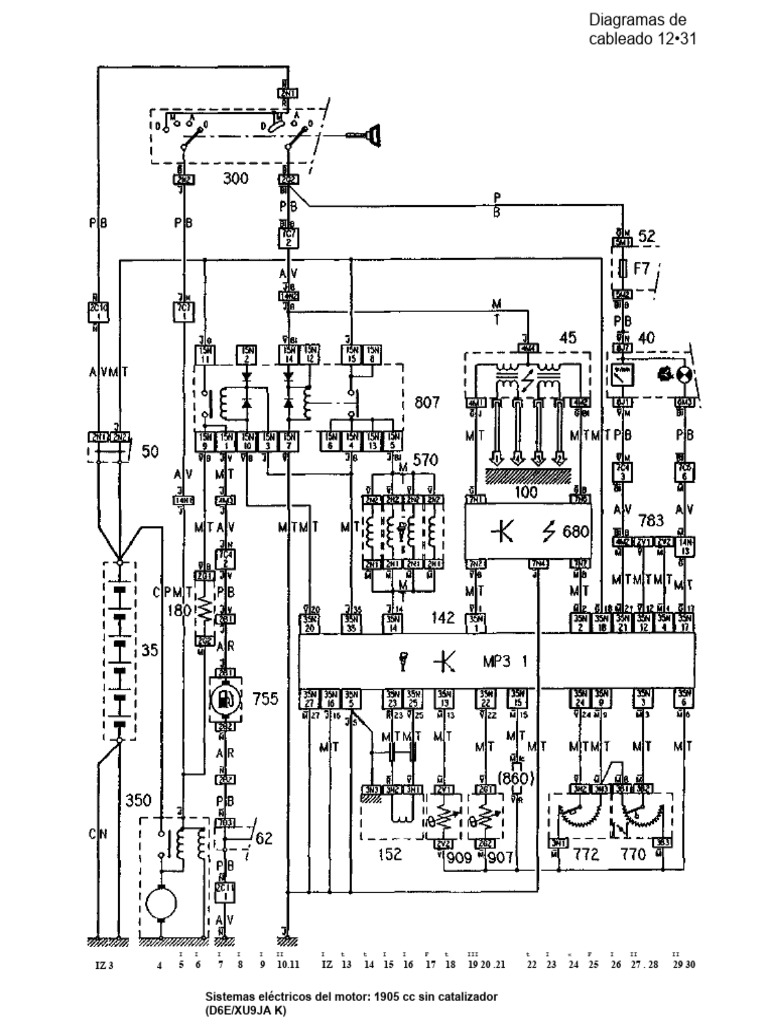 Diagrama Eléctrico Del Peugeot 205 GTI | PDF | Relé | Cambiar