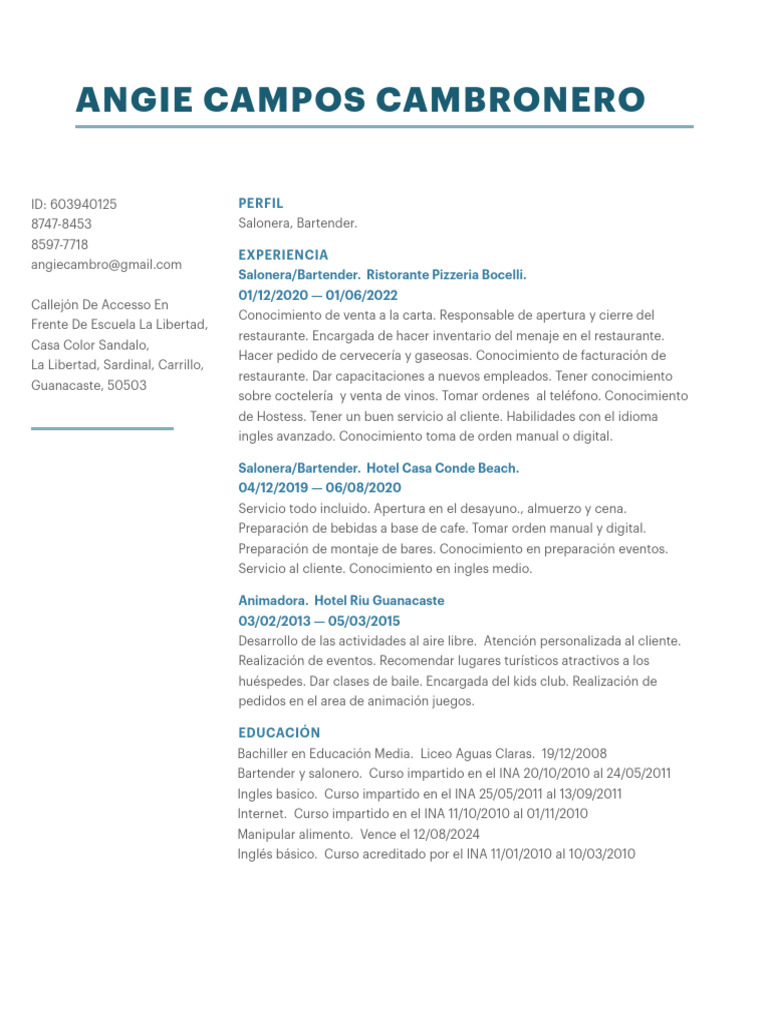 Angie Campos Resume Simple | PDF