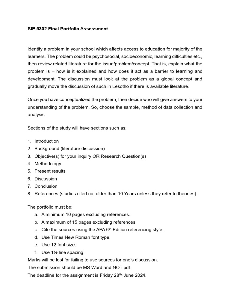 SIE 5302 Portfolio Assignment | PDF