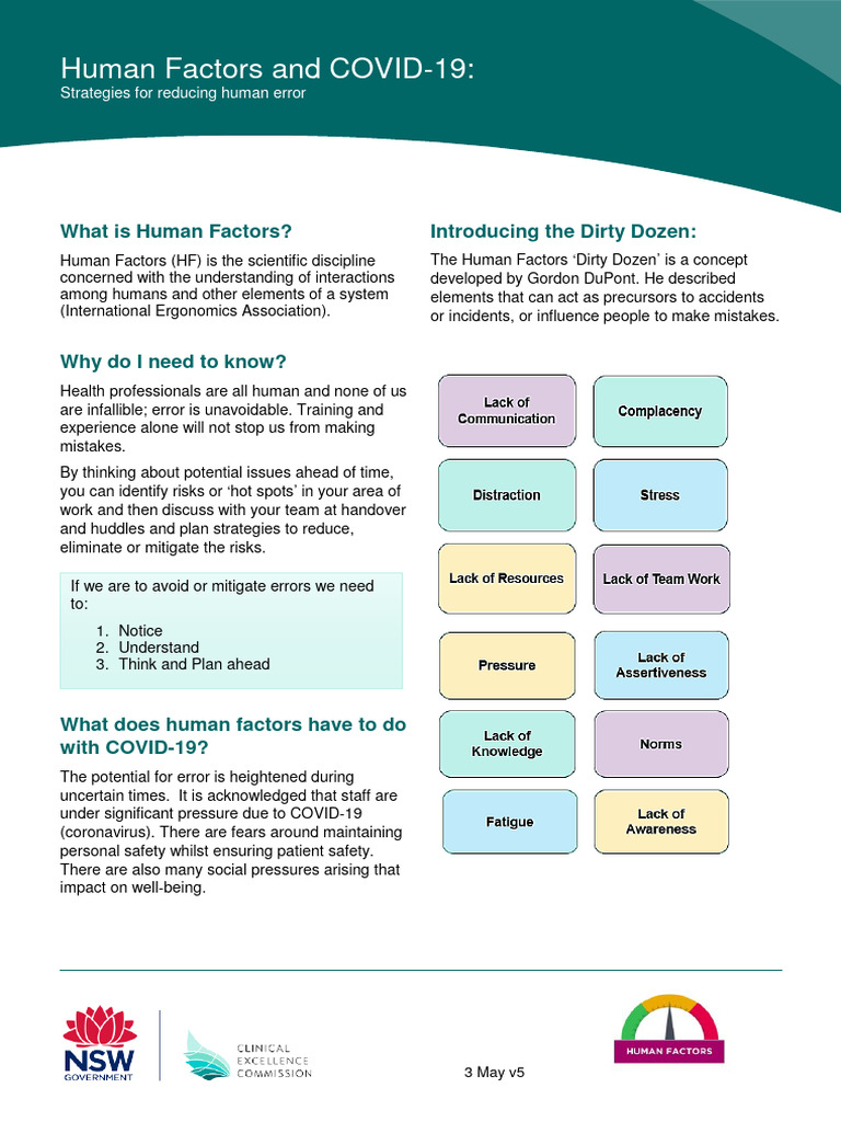Human Factors COVID19 and The Dirty Dozen | PDF | Human Factors And ...