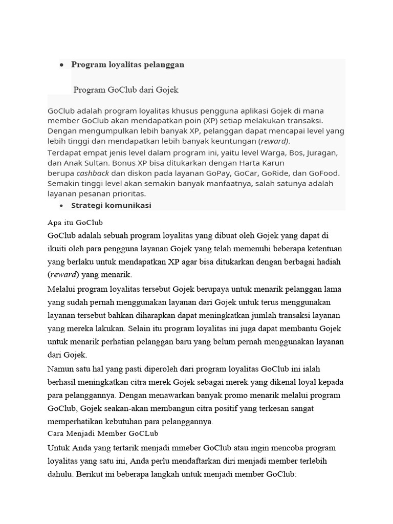 TPM 4 Program Loyalitas Pelanggan | PDF