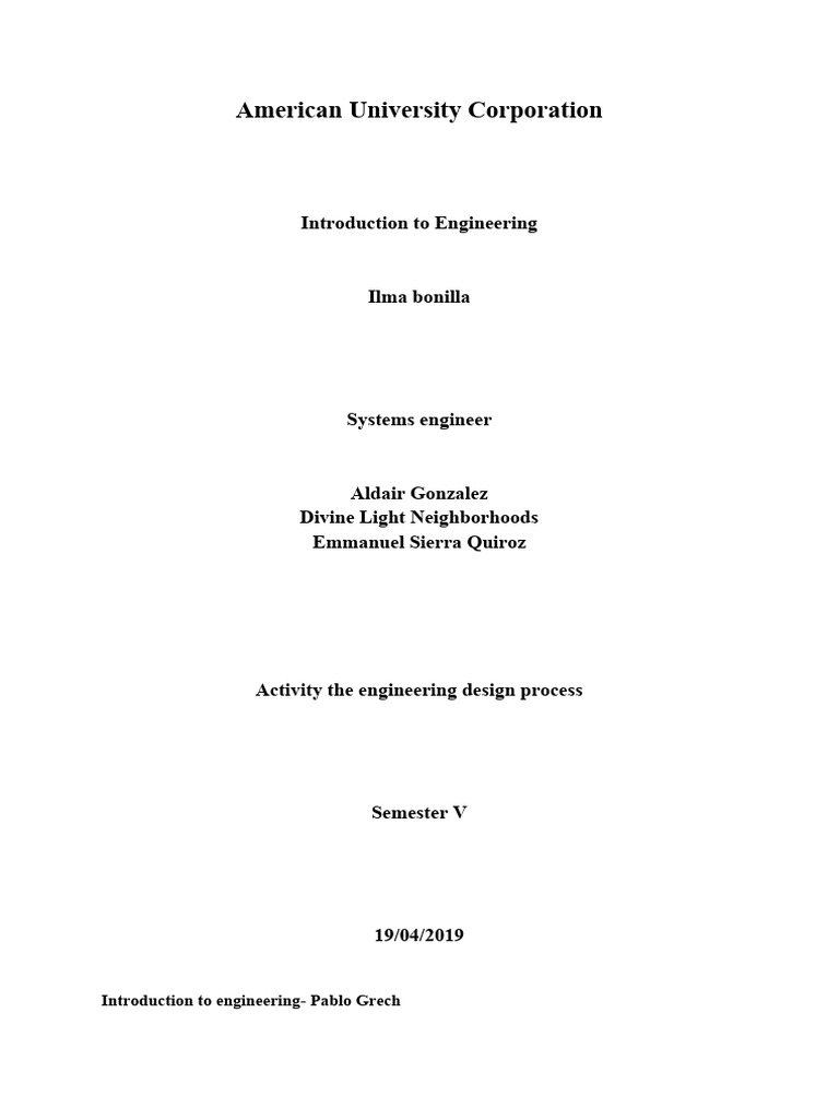 Activity The Engineering Design Process | PDF | Knowledge | Employment