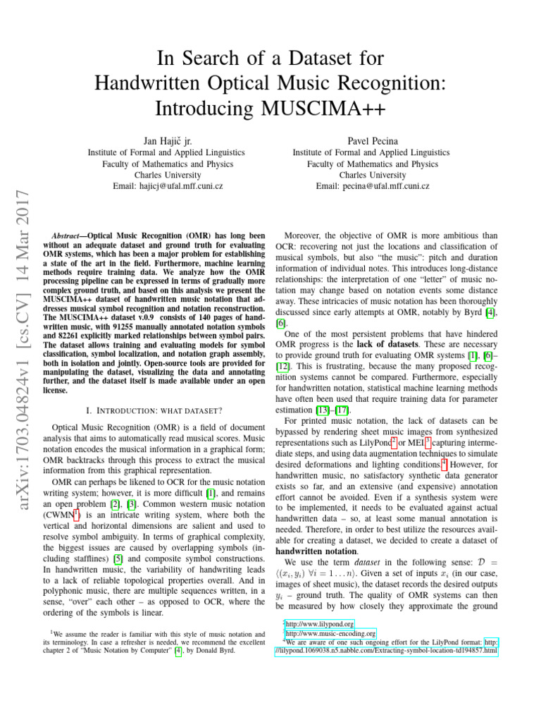 In Search of A Dataset For Handwritten Optical Music Recognition ...