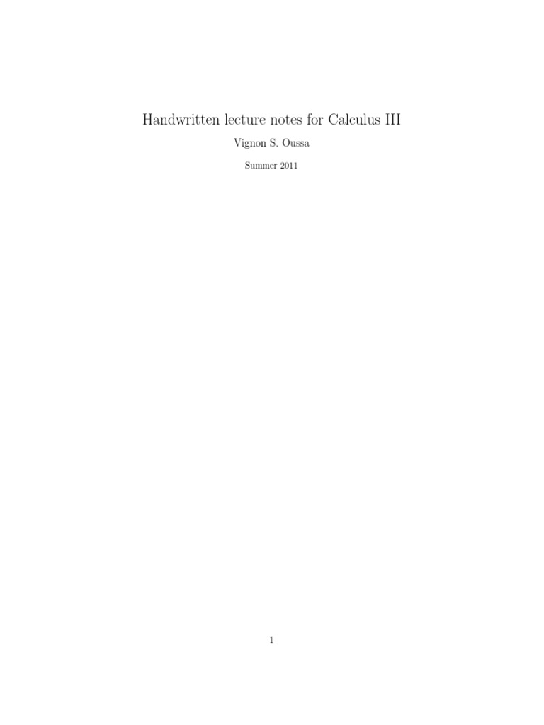 Lecture Notes Calc Iii Pdf