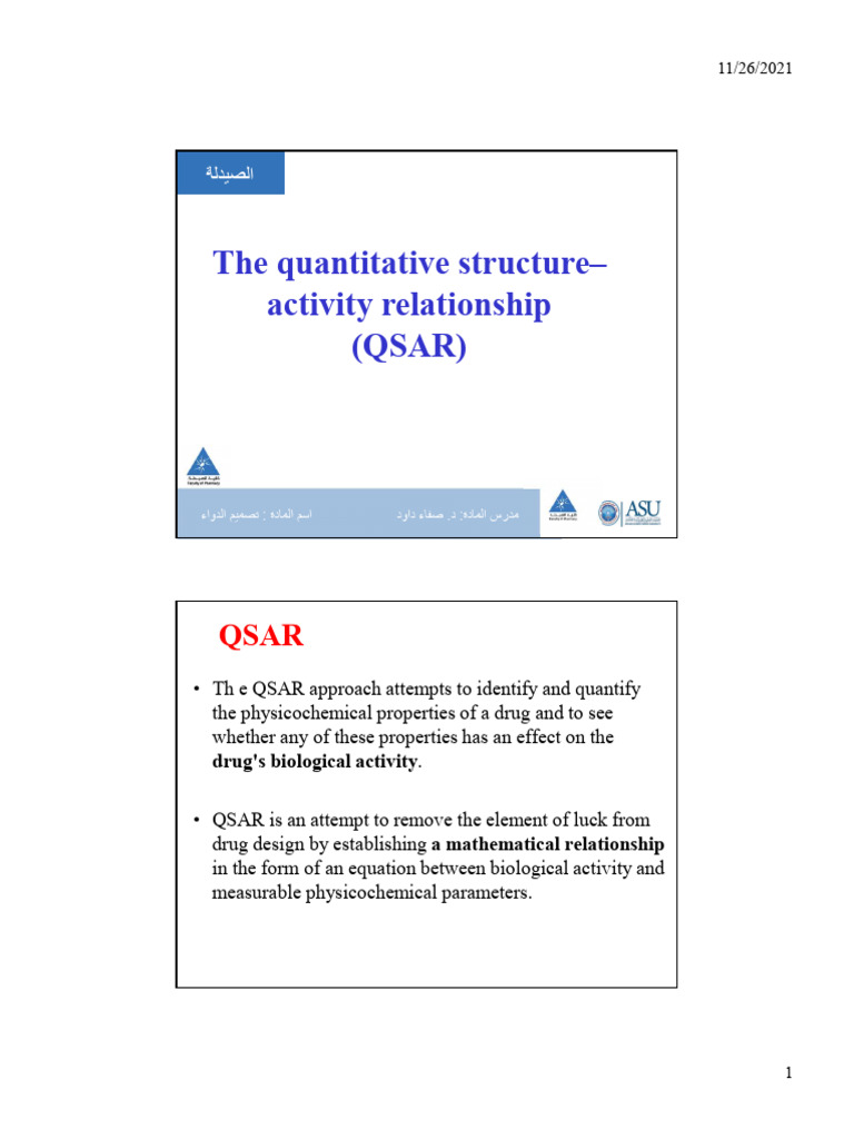 Qsar Pdf Quantitative Structure Activity Relationship Physical Chemistry