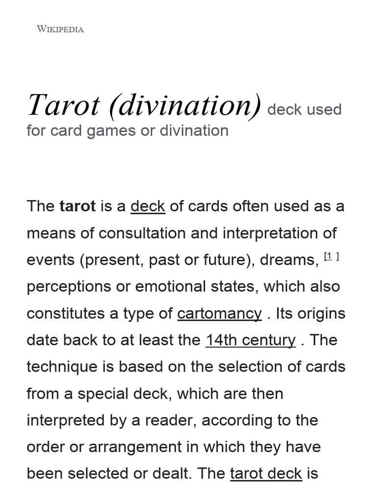 Tarot (Divination) | PDF | Tarot | Playing Cards