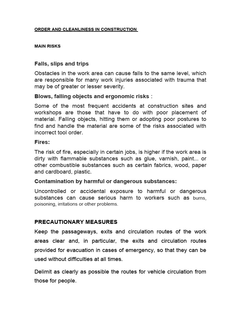 Order and Cleanliness in Construction | Download Free PDF | Waste ...